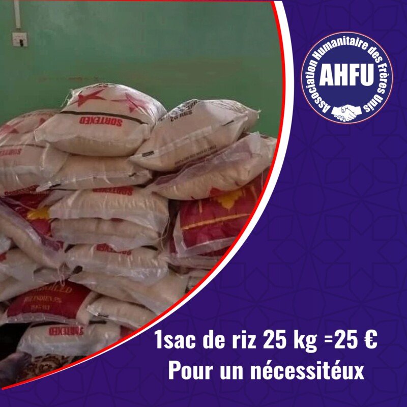 25 € 1 sac de riz de 25kg 1 nécessitéux - CotizUp.com